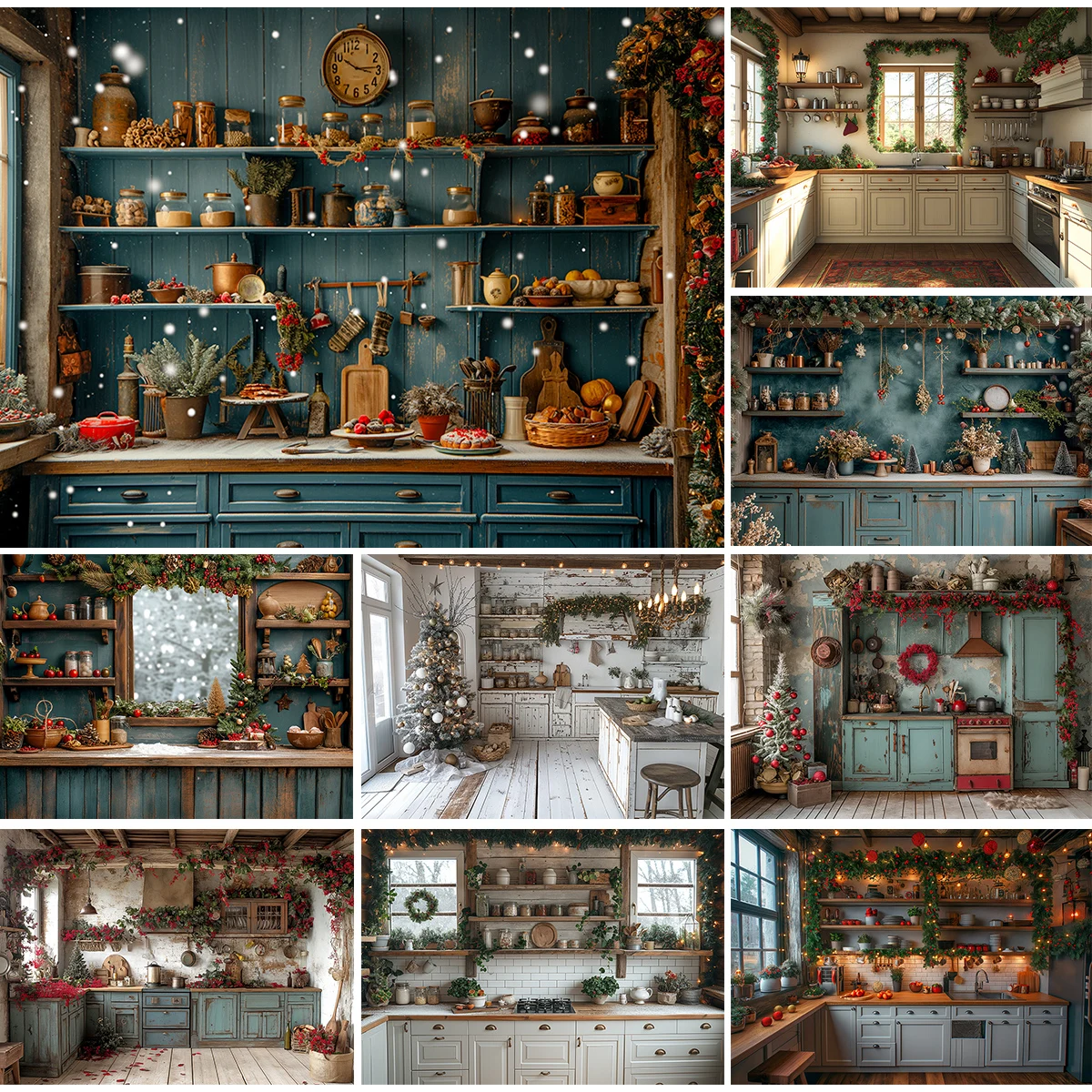 Realistic Kitchen Scene With White Cabinets Backdrops Kids Adult ...