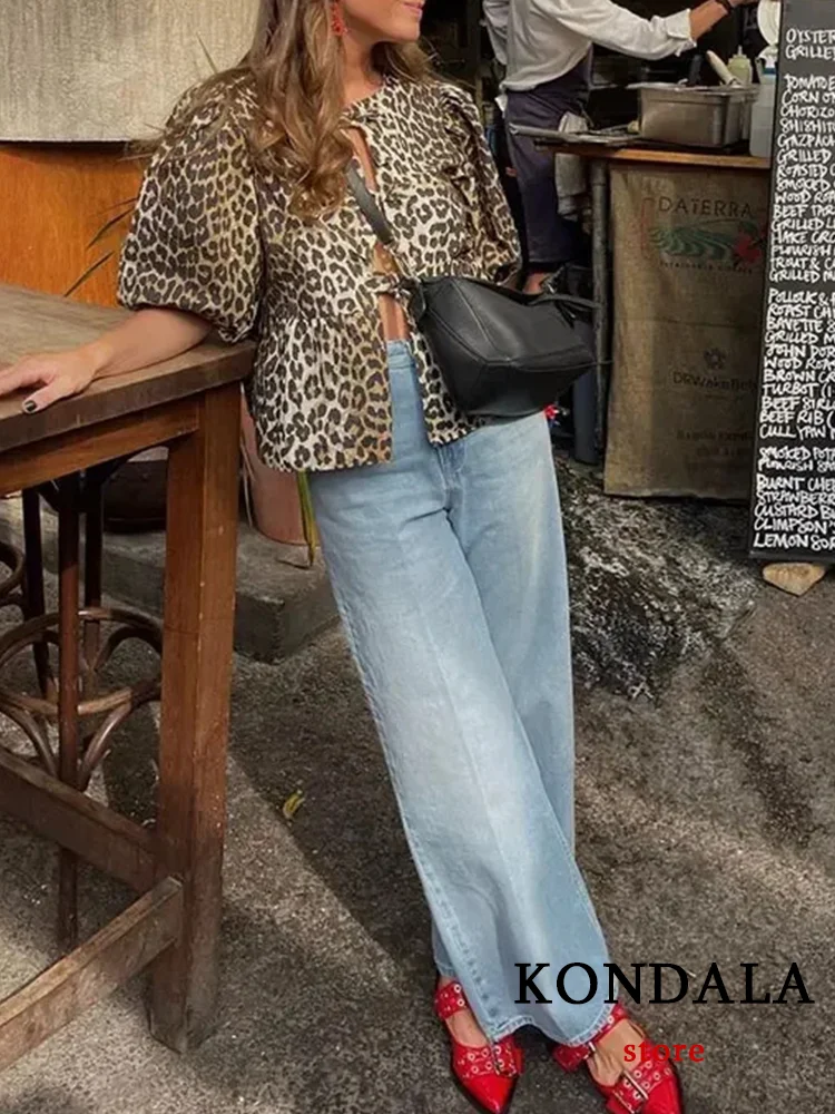 KONDALA-camisas-holgadas-con-estampado-de-leopardo-para-mujer-blusas ...