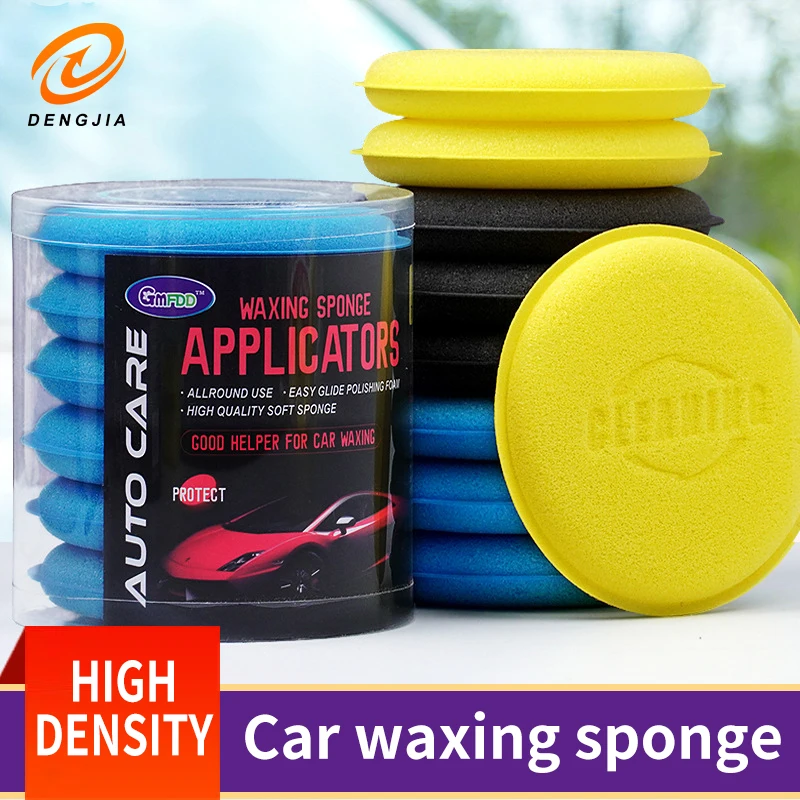 6PCS-Yellow-Car-Wash-Sponge-Round-Welt-Waxing-Sponge-Car-Supplies-High ...