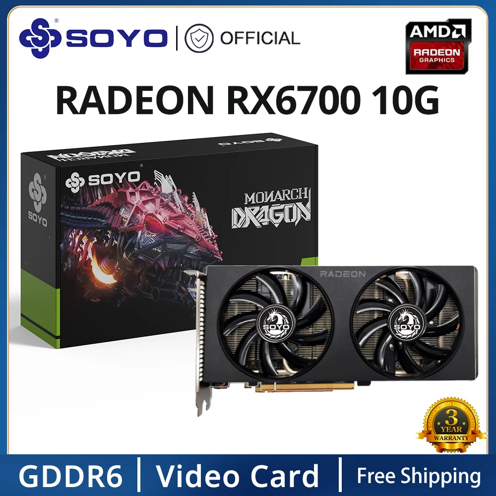 SOYO-Radeon-RX-6700-10GB-Graphics-Card-GDDR6-Memory-8-6Pin-160Bit-7nm ...