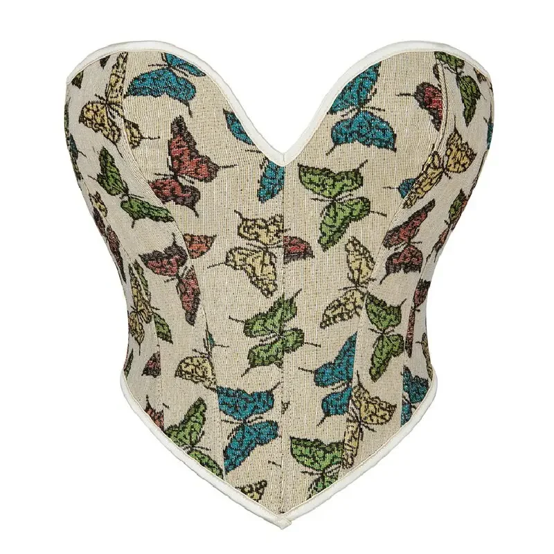 Women-Corsets-Crop-Tops-Butterfly-Embroidery-Printed-Lace-Up-Bustiers ...
