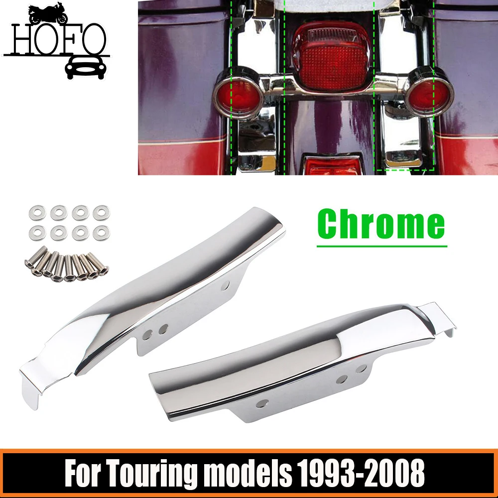 1 Pair Black/Chrome Motorcycle Rear Fender Bracket Saddlebag Filler ...