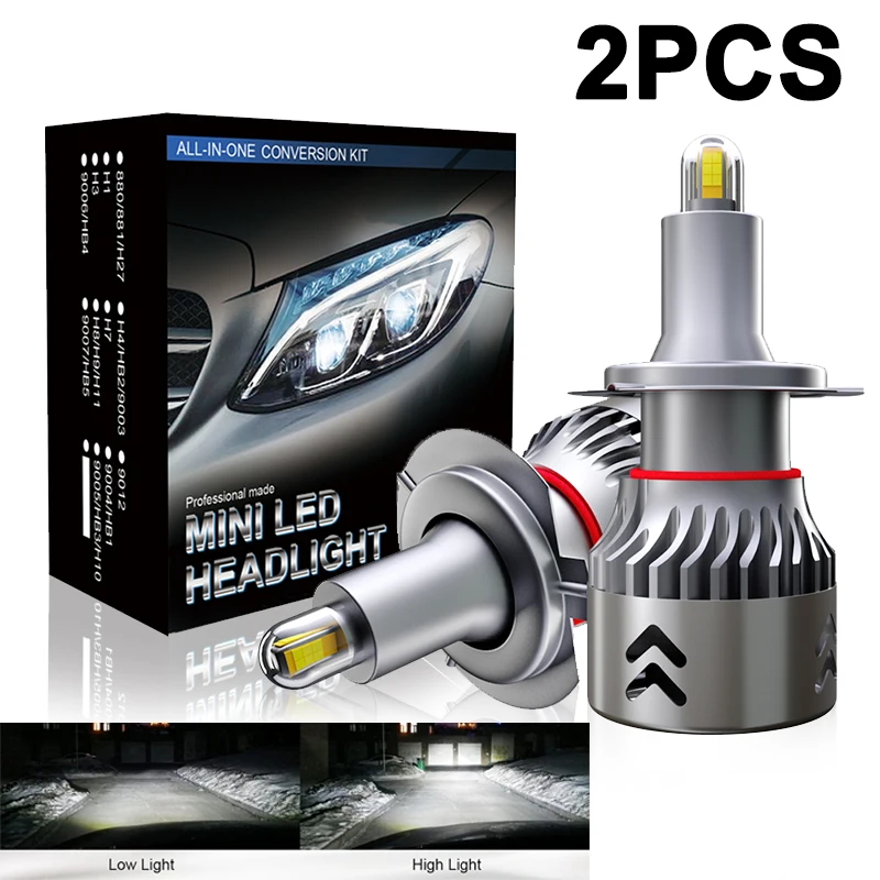 Auto-Led-Lights-360-Degree-8-Sides-2X-55W-H7-Led-Headlight-Bulbs-6000K ...