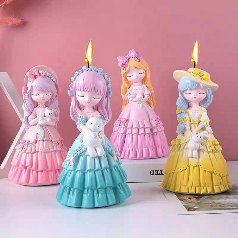 3D Cute Princess/Girl Silicone Candle Mold Diy Plaster Doll Craft ...