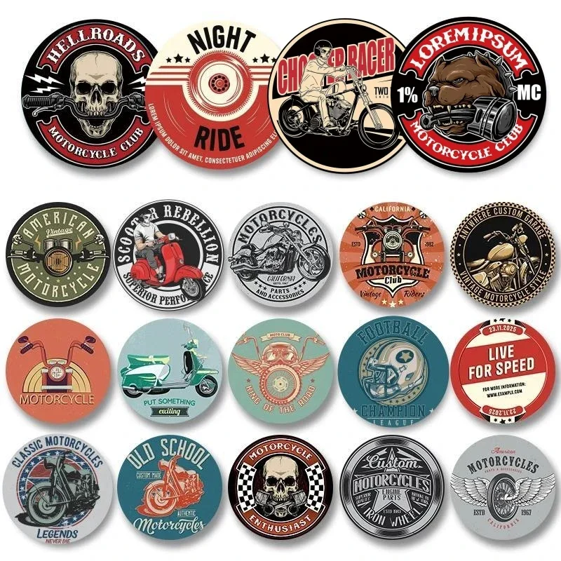 Vintage-American-Motorcycles-Parts-Poster-Old-School-Motorcycle-Round ...