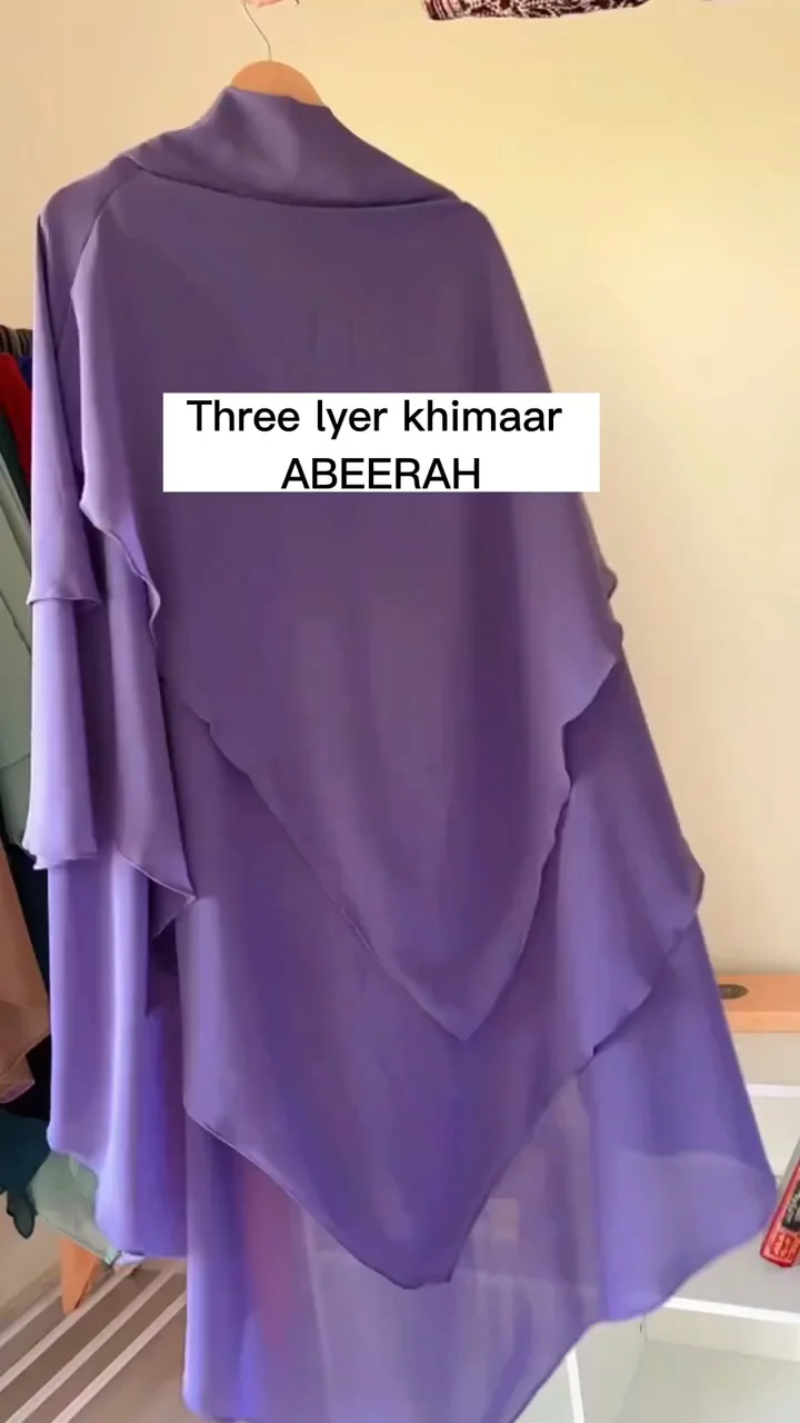 Three Layers Chiffon Khimar | 3 Layer Hijab | 3 Layers Hijab | 3 Layer ...
