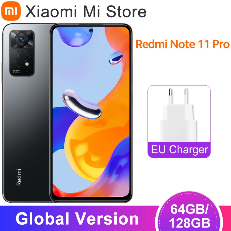 Global Version Xiaomi Redmi Note 11 Pro Mobile Phone 64gb/128gb Mtk Helio G96 Octa Core 120hz ...