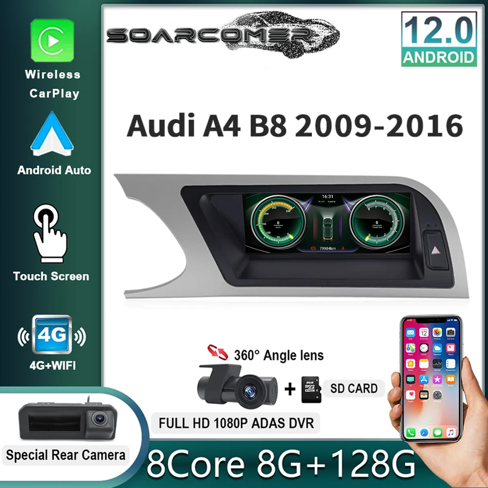 8-Core-Android-12-Car-Multimedia-Player-For-Audi-A4-B8-2009-2012-QLED ...