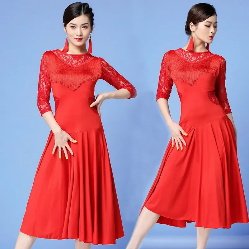 Red-Lace-One-Piece-Latin-Dance-Competition-Dresses-Women-Salsa-Samba ...