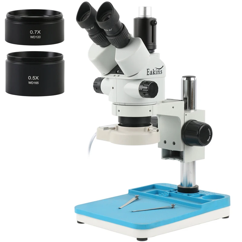 Industrial-Lab-Simul-Focal-Trinocular-Stereo-Microscope-Zoom-7X-45X-For ...