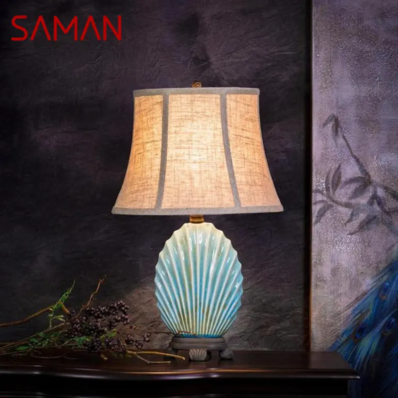 SAMAN-Ceramic-Table-Lamp-Modern-Creative-LED-Desk-Light-Shell-Shape-for ...