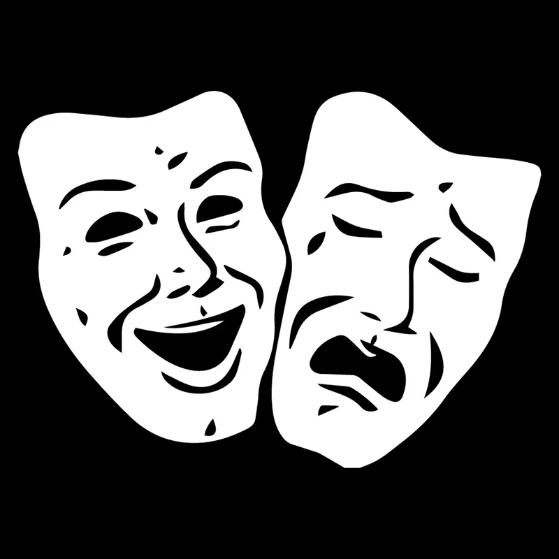 Happy And Sad Mask Black And White