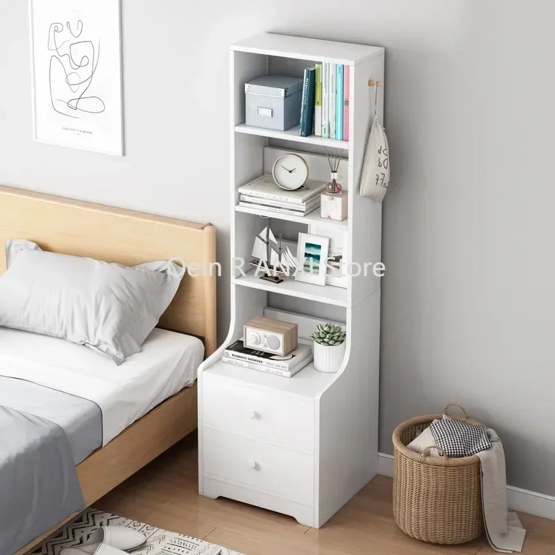 Bedroom-Furniture-High-Bedside-Table-Shelf-Simple-Modern-Nordic-Drawers ...