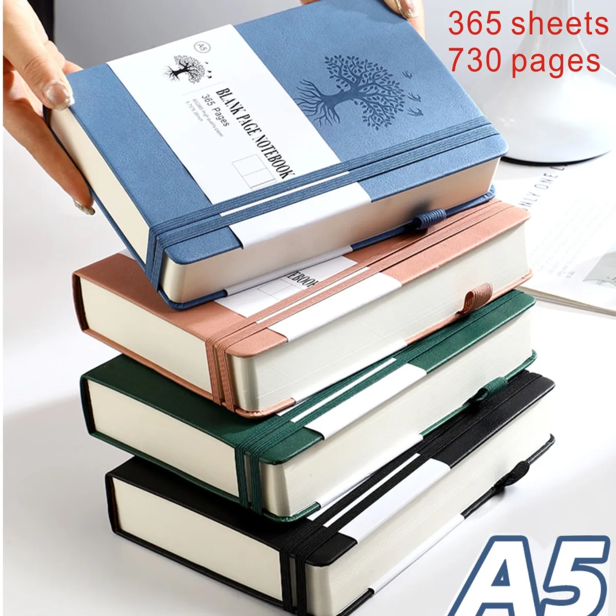 A5-Thick-Blank-Bible-Record-PU-Leather-Notebook-365-Pages-Thick ...