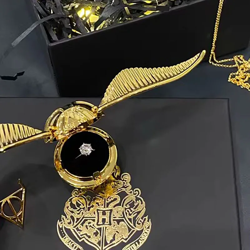 Gold-Jewelry-Organizer-Box-Snitch-Ring-Boxes-Movable-Wings-Wedding ...