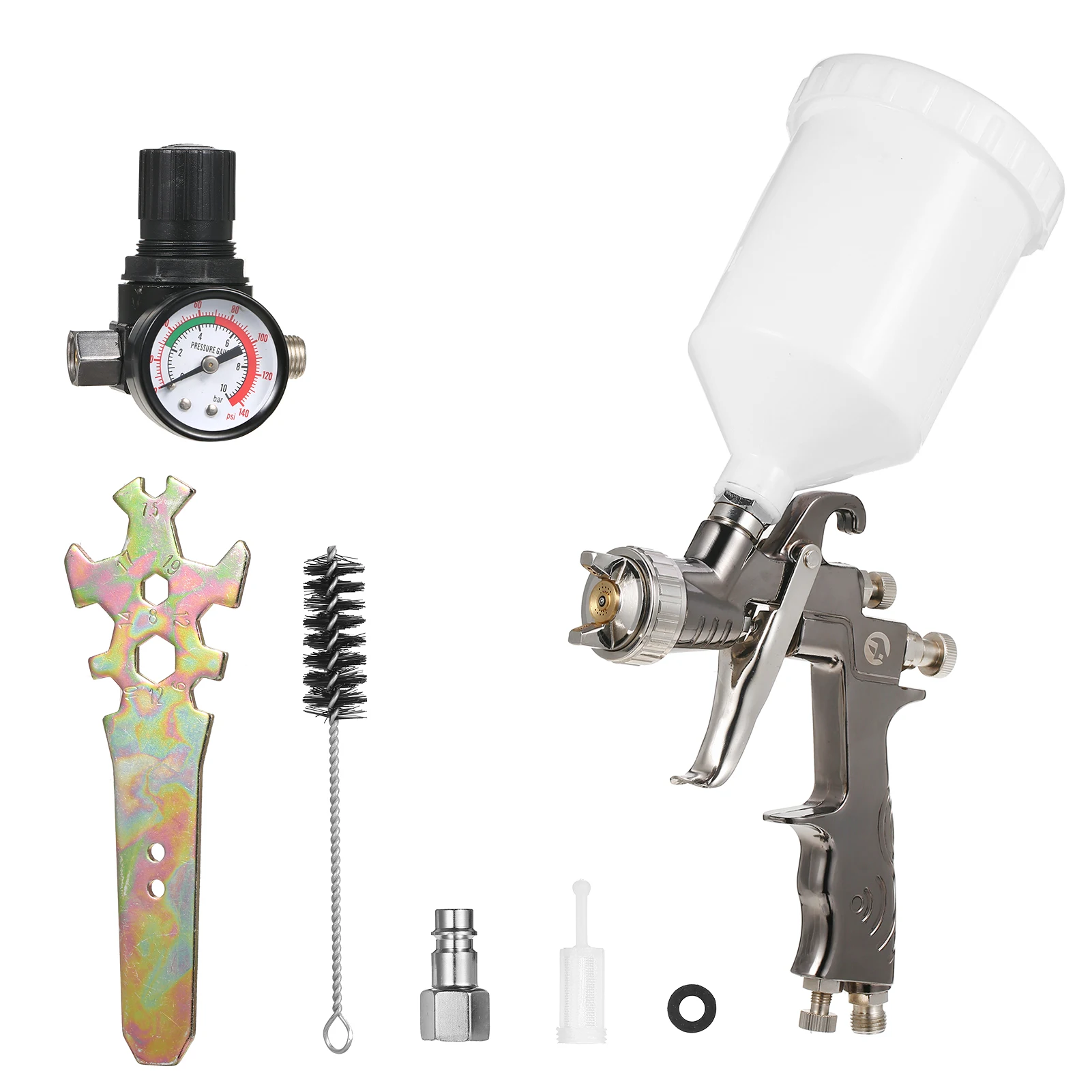 High Volume Low Pressure Gravity Feed Paint Sprayer with 600ml Plastic ...