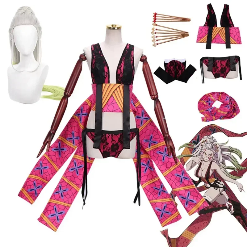 Demon-Slayer-Daki-Anime-Cosplay-Traje-com-Peruca-Headwear-para-Mulheres ...