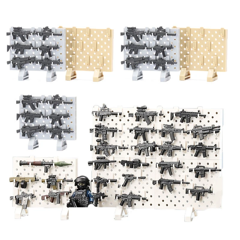 WW2 Military Building Block Weapon Rack SWAT Police Soldier Figure Gun ...