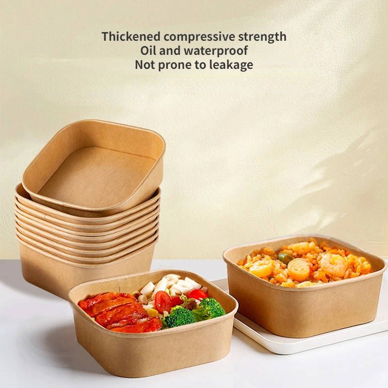 Disposable-lunch-box-square-paper-bowl-fitness-meal-takeout-packaging ...