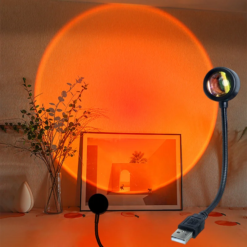 USB-Rainbow-Sunset-Red-Projector-Mini-Led-Night-Light-Sun-Projection ...