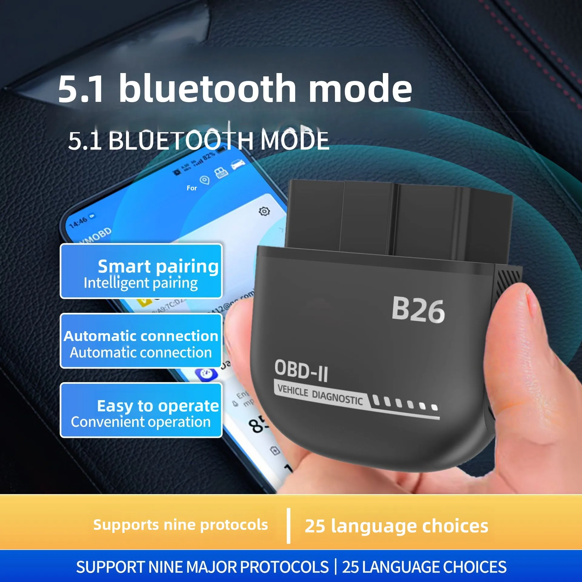 Obd Car Tester Bluetooth Connection Eliminates Fault Light, Fault ...