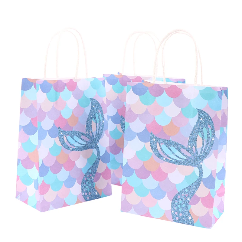10/20Pcs Mermaid Tail Paper Gift Bags Mermaid Theme Party Cookie Candy ...