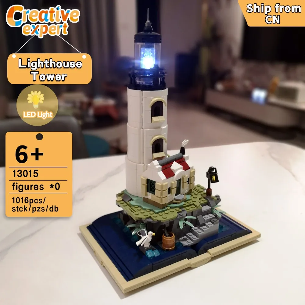 13015 Creative Expert Ideas Moc Medieval Lighthouse Tower with Light ...