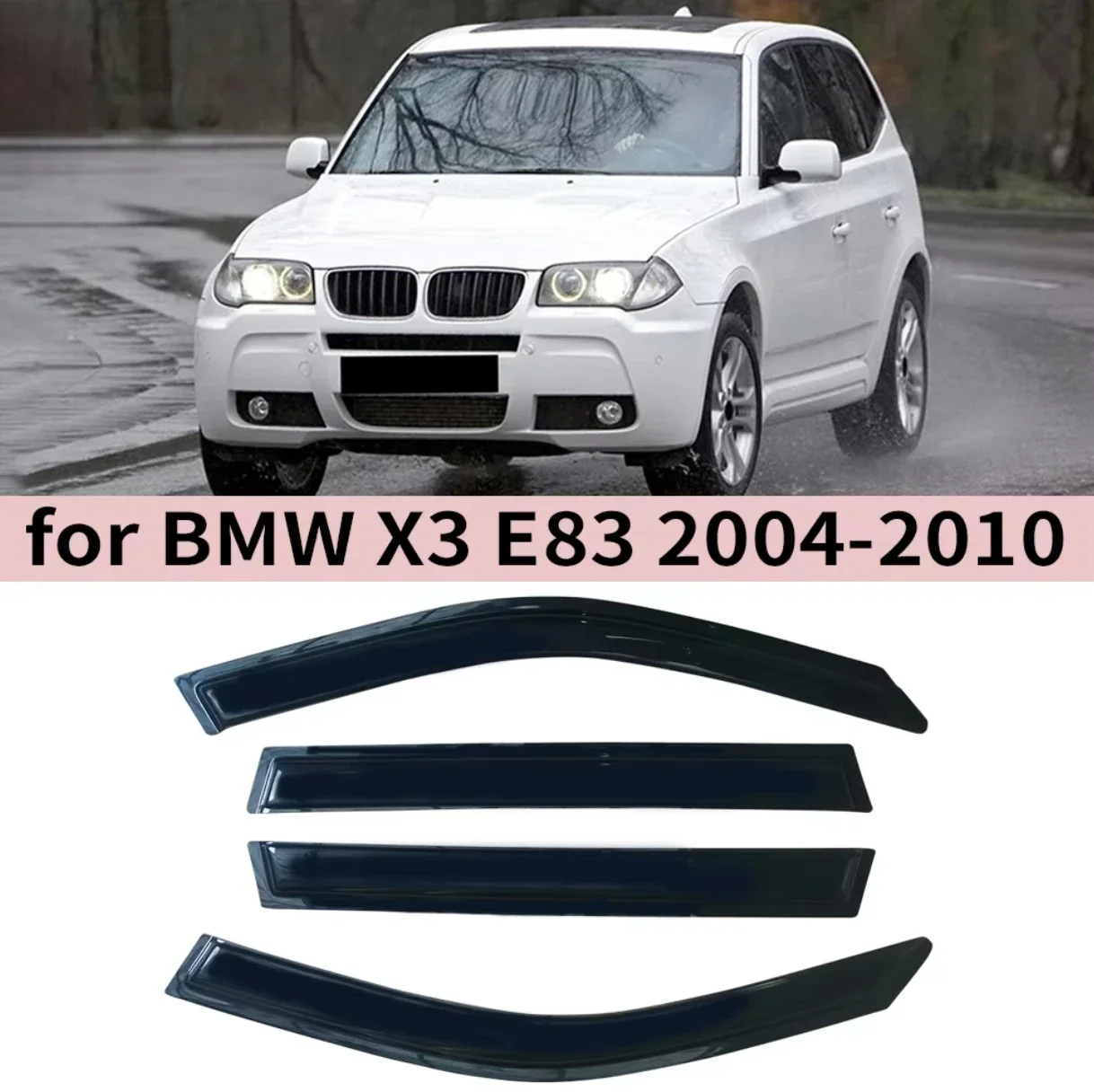 For BMW X3 E83 2004 - 2010, Wind Deflectors Rain Guards Door Visor Vent ...