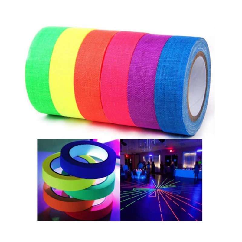 UV-Glow-Cotton-Tape-Neon-Gaffer-Party-Tape-Safety-Warning-Neon-Tape-UV ...
