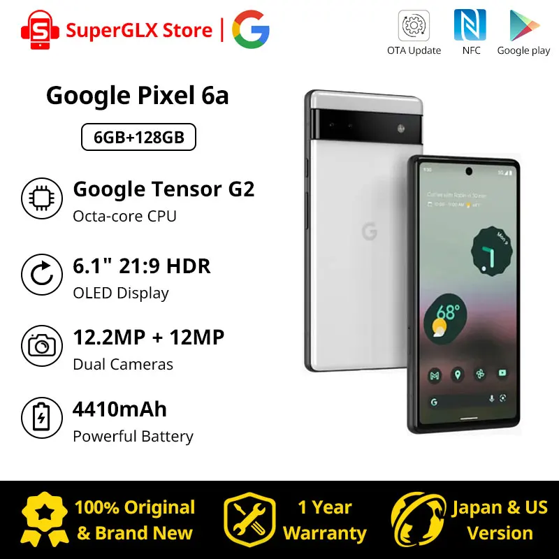 Google Smartphone Pixel 6A 5G Original, 6GB de RAM, 128GB de ROM, 6,1 pulgadas, NFC, ocho ...
