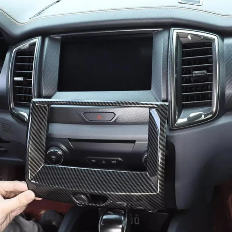 ABS-Carbon-Fiber-Car-Centre-Console-Navigation-Frame-Cover-Trim-Sticker ...