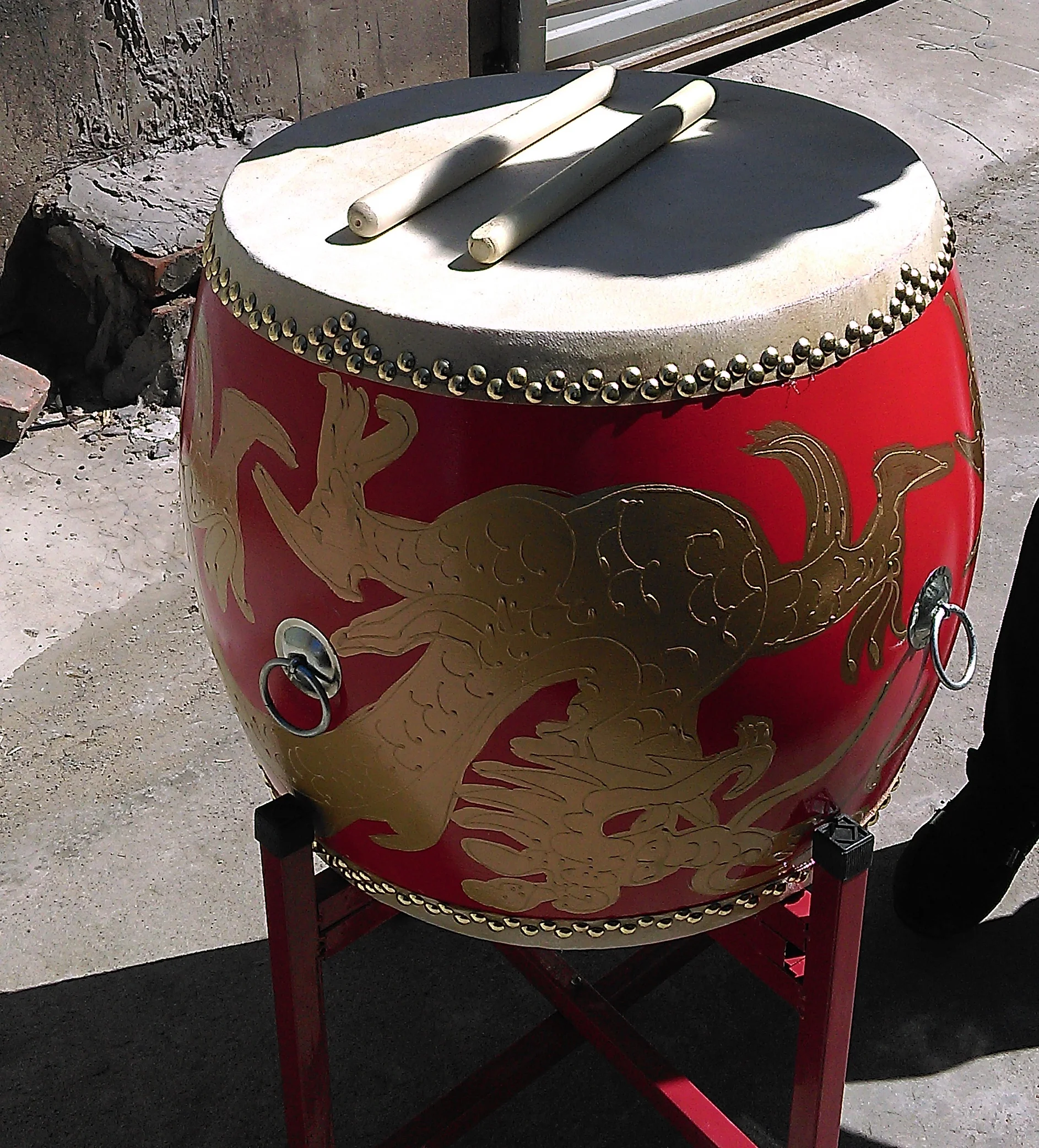 Tambor-rojo-de-15-7-pulgadas-y-40cm-con-baquetas-instrumento-Musical-de ...