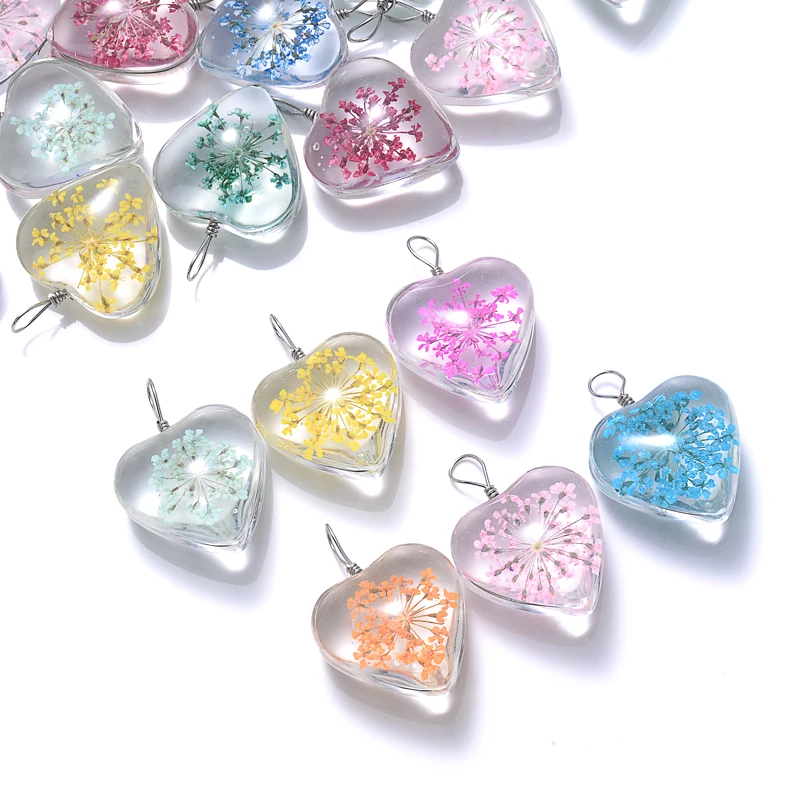 3Pcs-Transparent-Heart-Acrylic-Pressed-Flower-Petal-Charms-Resin ...