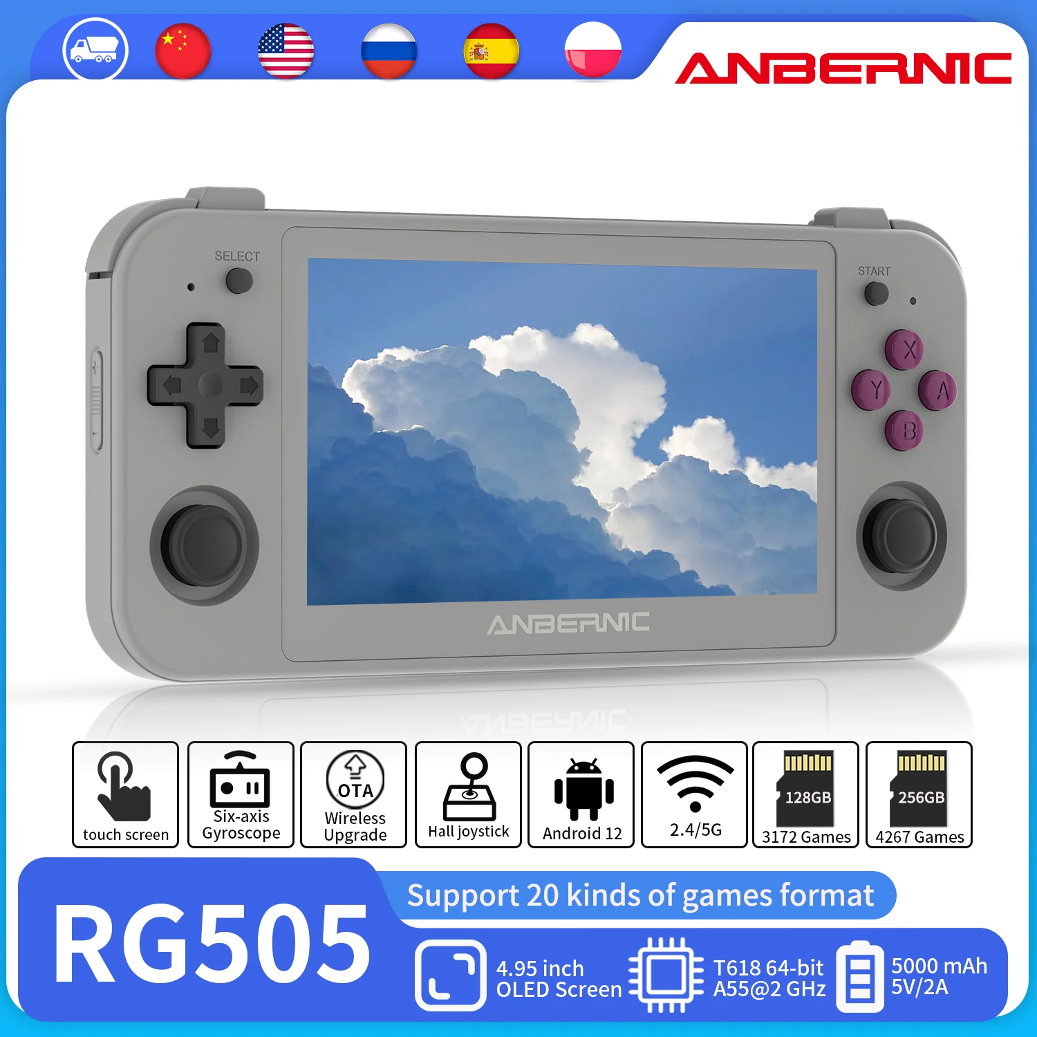 ANBERNIC-RG505-el-oyunlar-konsolu-4-95-OLED-dokunmatik-ekran-Android-12 ...