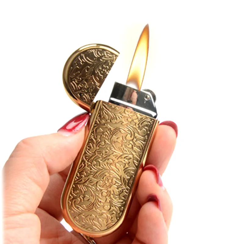 Mini Thin Butane gas Lighter Metal Grinding Wheel Gasoline Flint ...
