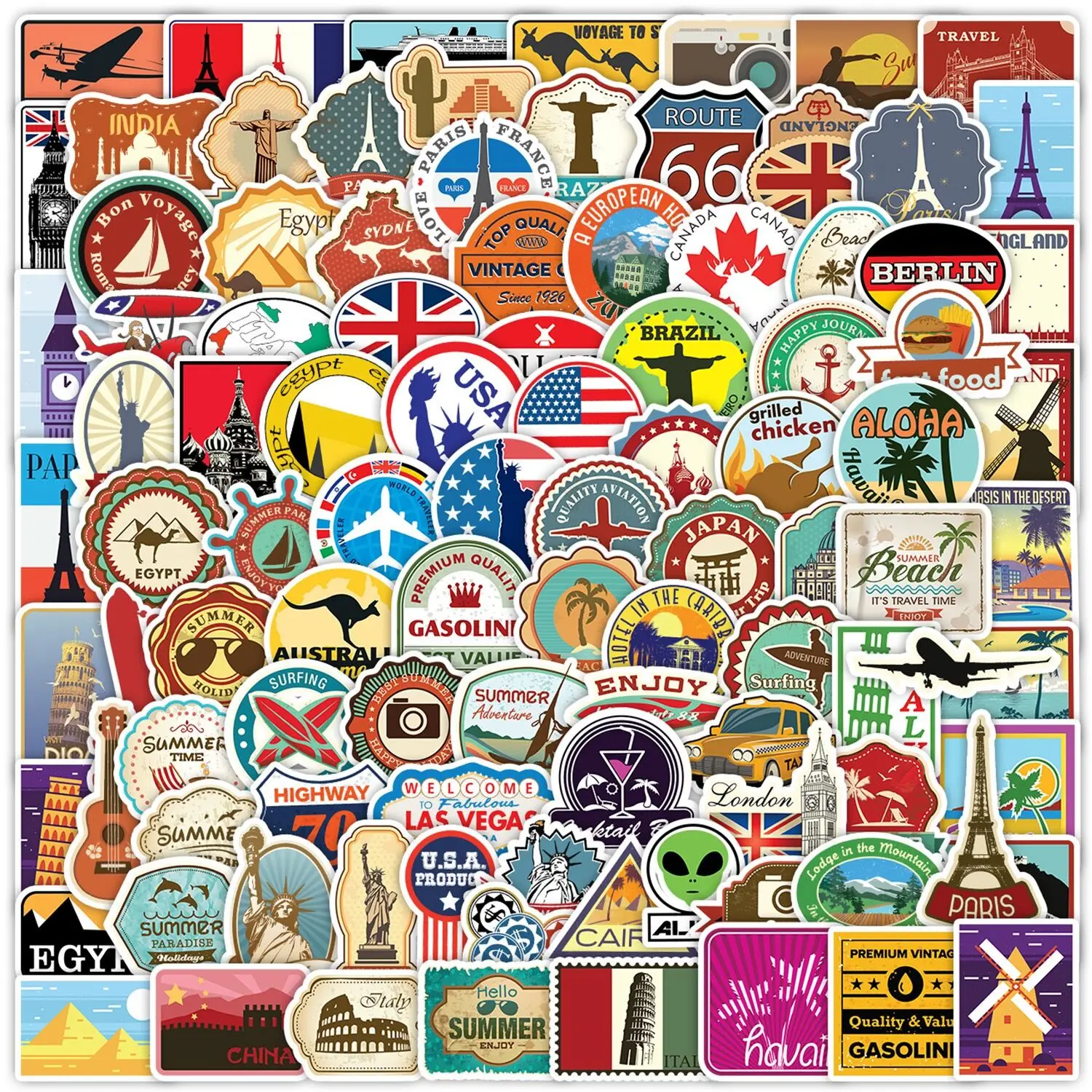 10-50-100PCS-Mix-World-Famous-Building-Stickers-Aesthetic-Travel ...