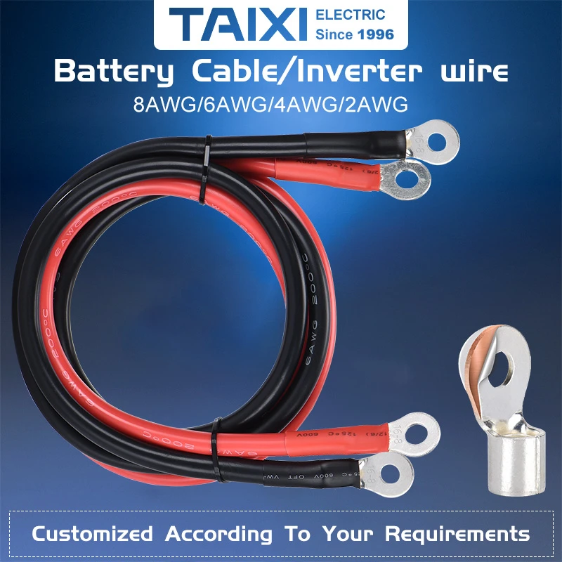 Battery Connection Cable 8 6 4 2 AWG Stranded Copper Wire Terminal ...