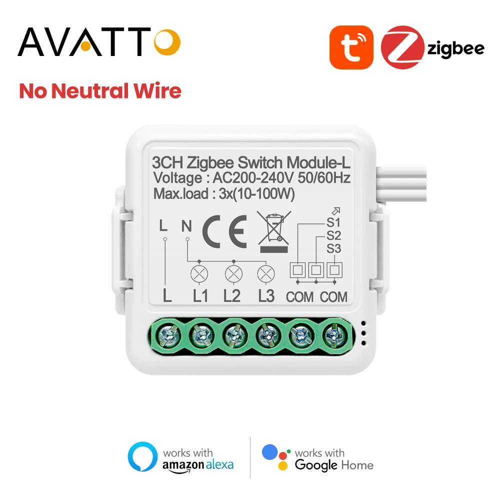 AVATTO Tuya ZigBee 3.0 Smart Switch Module No Neutral Wire Required ...