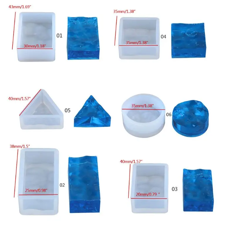 6 Pcs Sea Water Ripple Keychain Epoxy Resin Decorative Molds Pendant ...