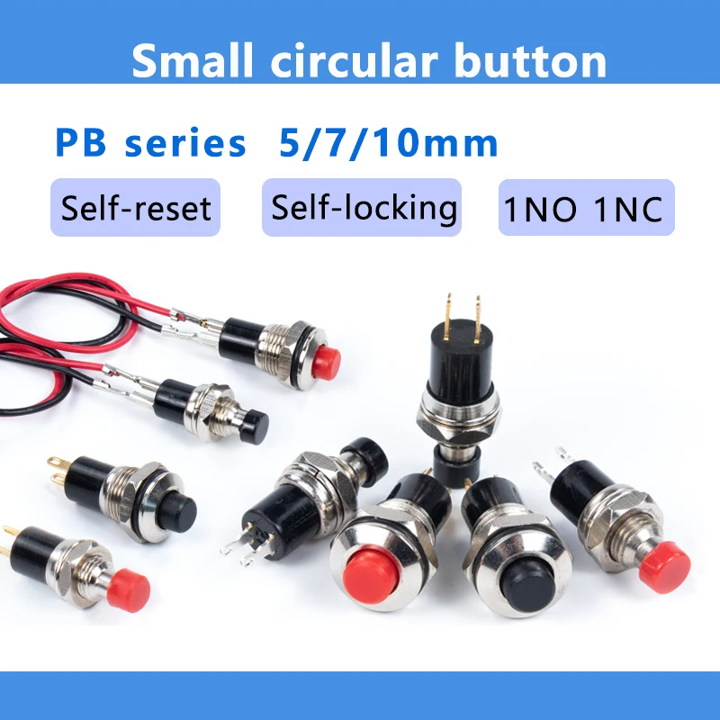 5mm-7mm-10mm-PBS-110-PB05A-Small-Circular-Metal-Button-Switch-Self ...