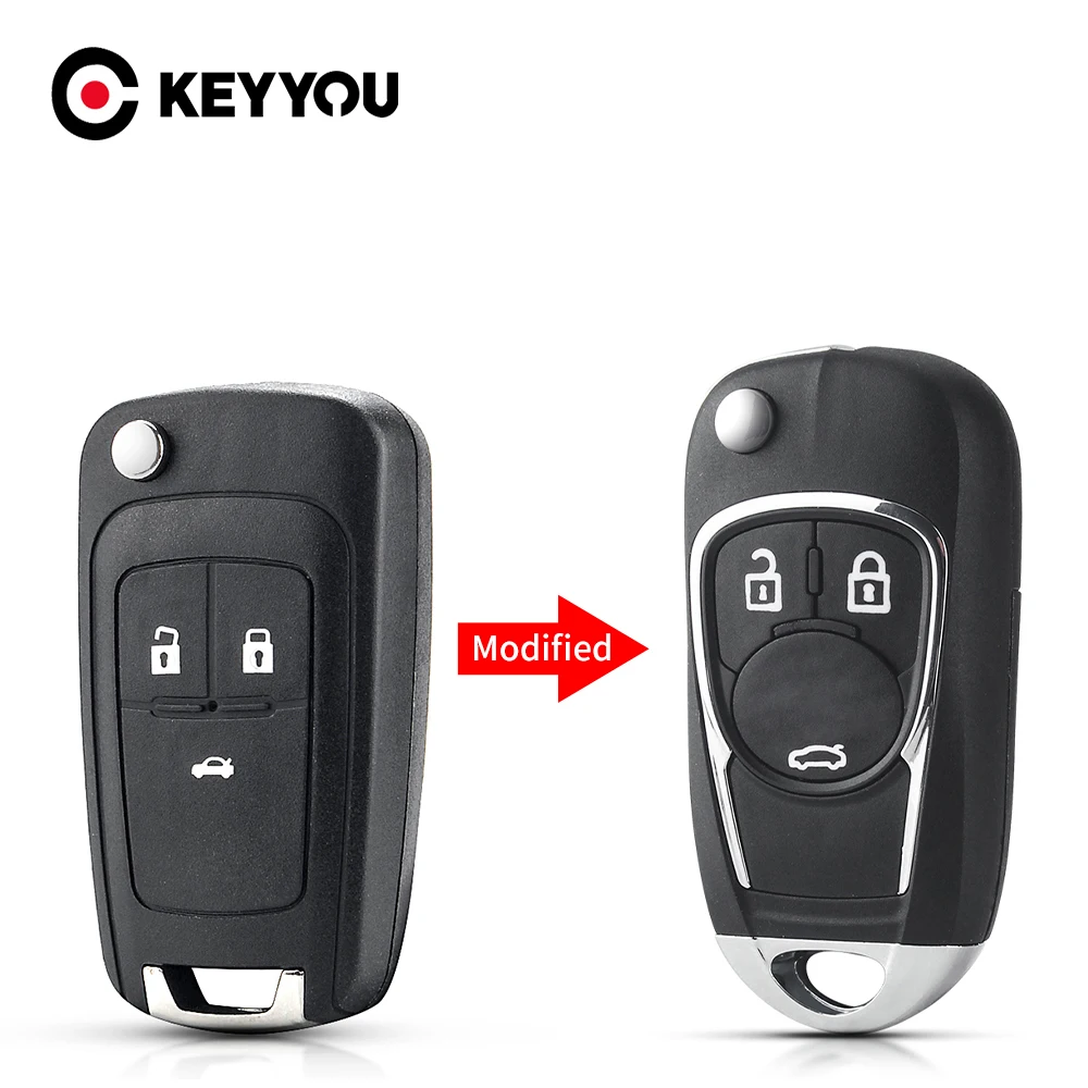 Keyyou 3 Buttons Modified Flip Key Shell For Chevrolet Cruze Camaro ...