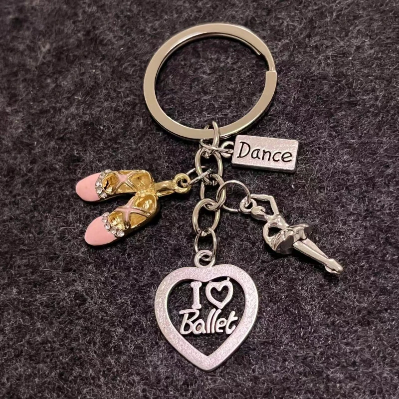 Dance Dancing Shoe Ballerina Girl KeyChain Student KeyRing Women ...