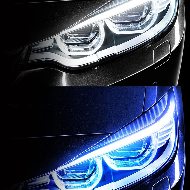 Dinâmico 2 pces drl carro flexível led luzes diurnas turn signal ...