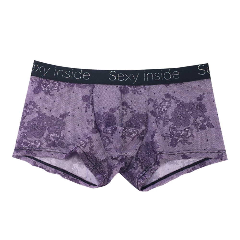 Men See Through Boxer Briefs Summer Ultra Thin Shorts Print Sheer ...