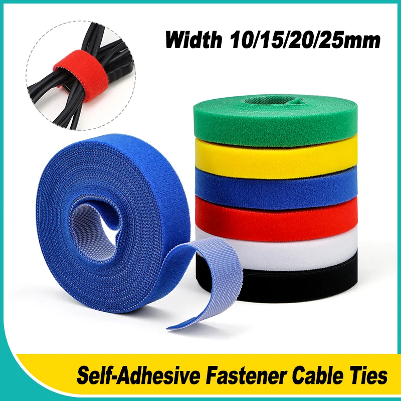 5M/Roll Cable Ties Reusable Adhesive Hook Loop Bundle Fastener Nylon ...