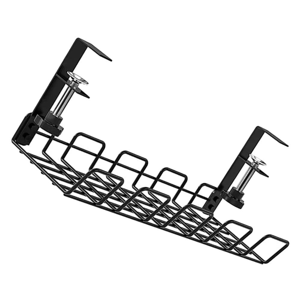 Basket-Desk-Tray-under-Table-Shelf-Carbon-Steel-Cable-Organizer ...