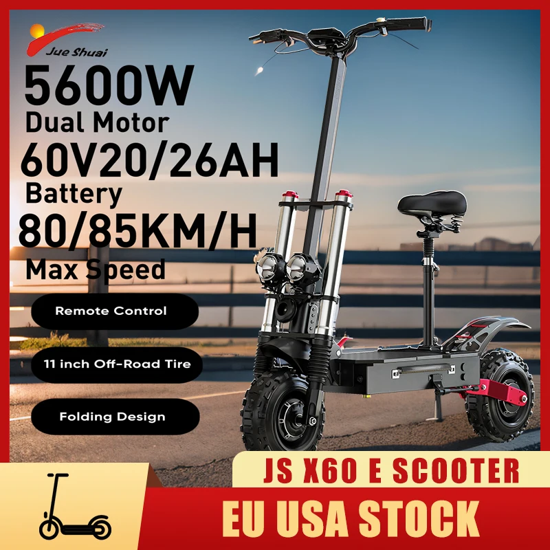 85KM-H-Adult-Foldable-Electric-Scooter-X60-5600W-60V-Powerful-Dual ...