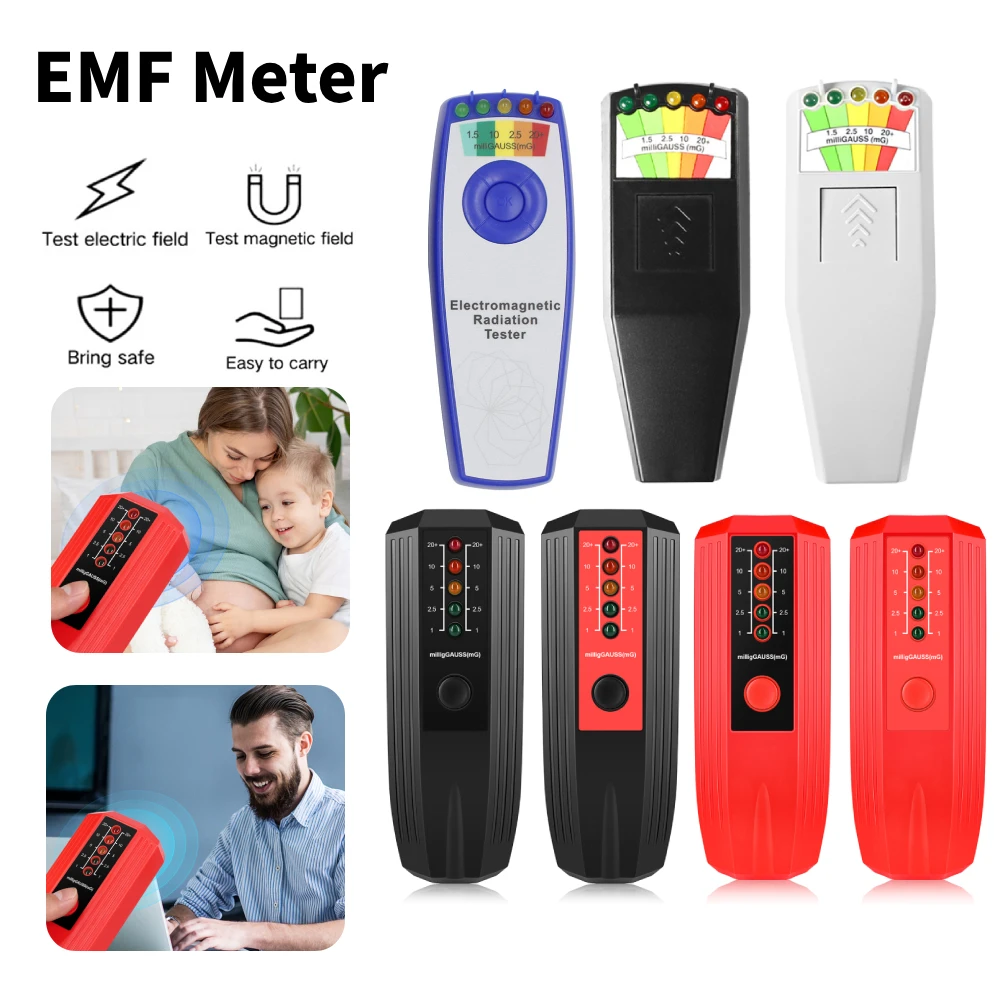 K2 EMF Meter 5-LED Indicator Gauss Meter LCD Digital Electromagnetic ...
