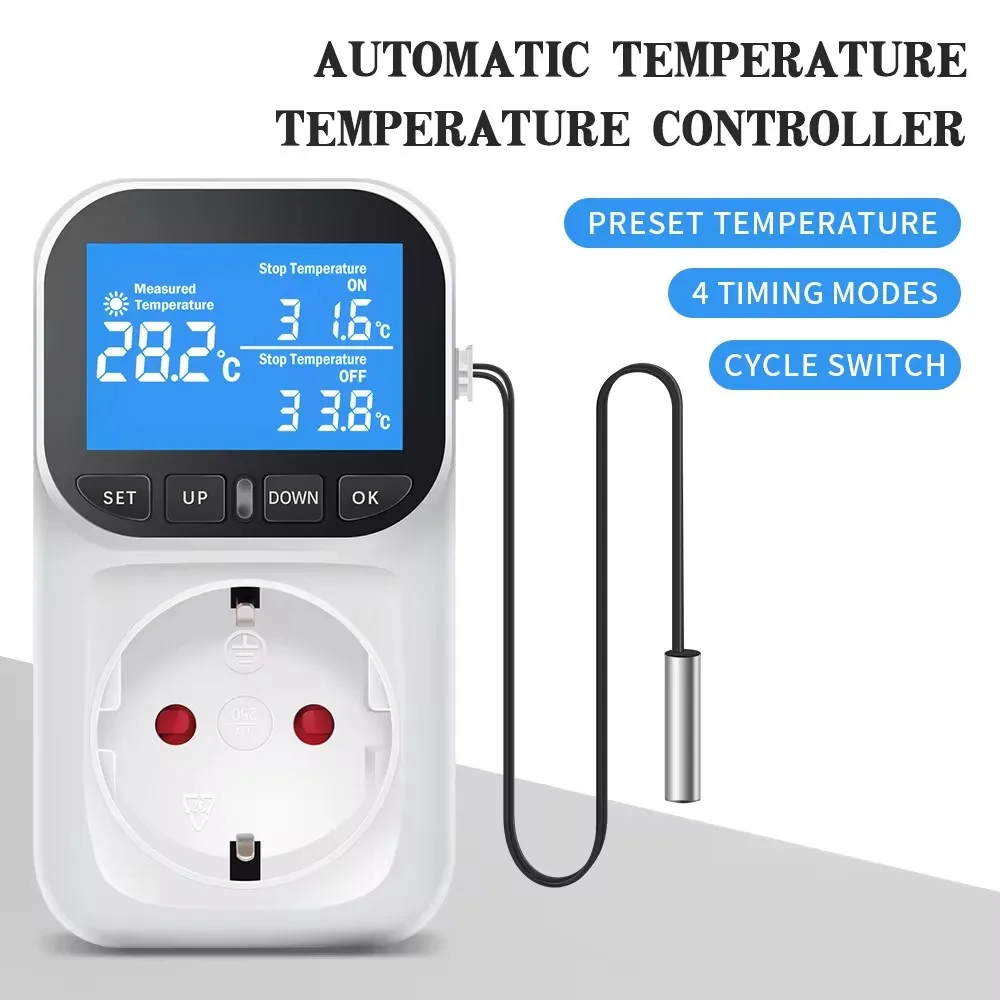EU-Plug-Digital-Temperature-Controller-Socket-Outlet-Thermostat-With-Timer-Sensor-Probe-Heating ...