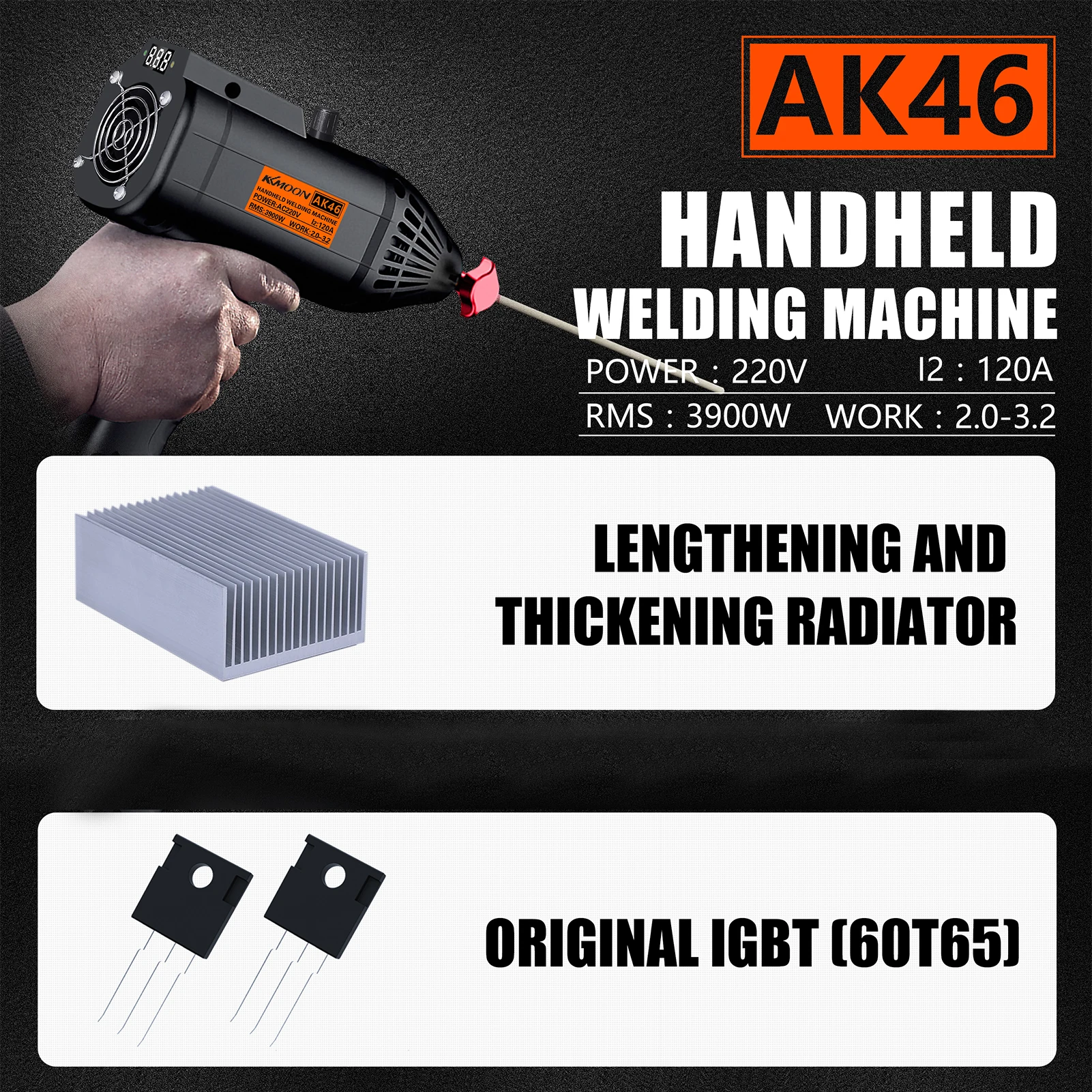 Máquina de soldadura eléctrica KKmoon-AK46, 220V, 3900W